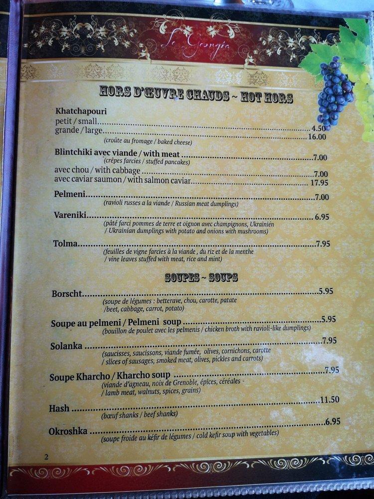 Menu at Georgia Restaurant, Montréal
