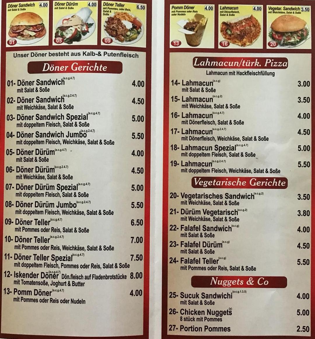 Speisekarte von It's My Döner restaurant, Mainz, Hauptstraße 72