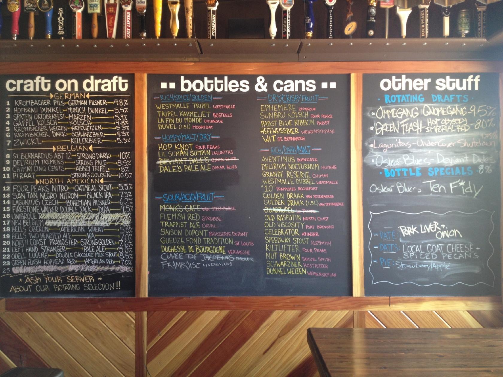 Menu at Brat Haus restaurant, Scottsdale
