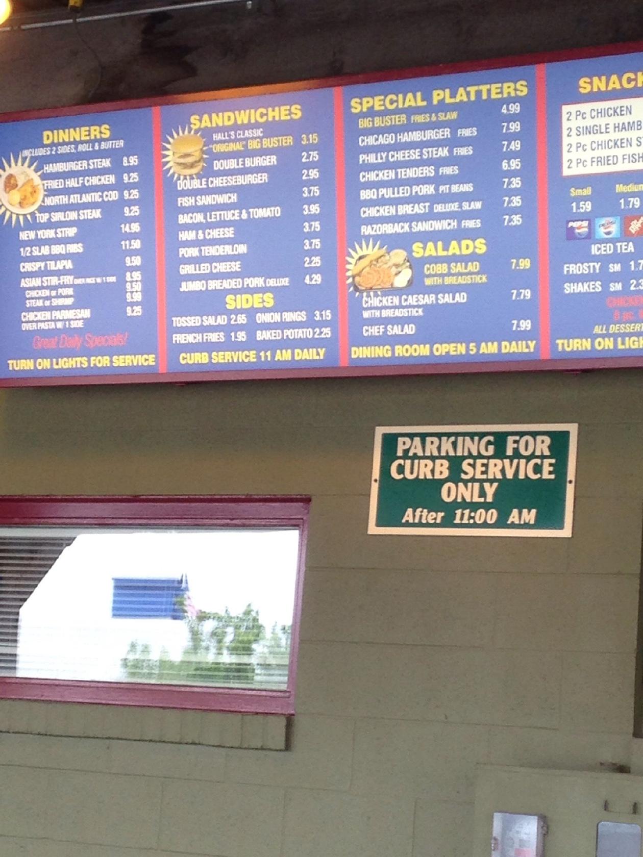 Menu at Don Hall's Hollywood Drive-In restaurant, Fort Wayne