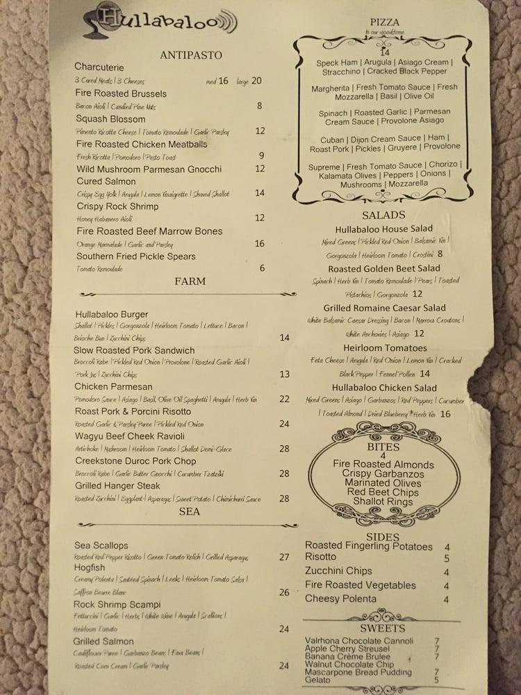 Menu at Hullabaloo pub & bar, West Palm Beach