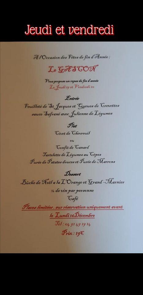 Menu at Le Gascon restaurant, Marseille