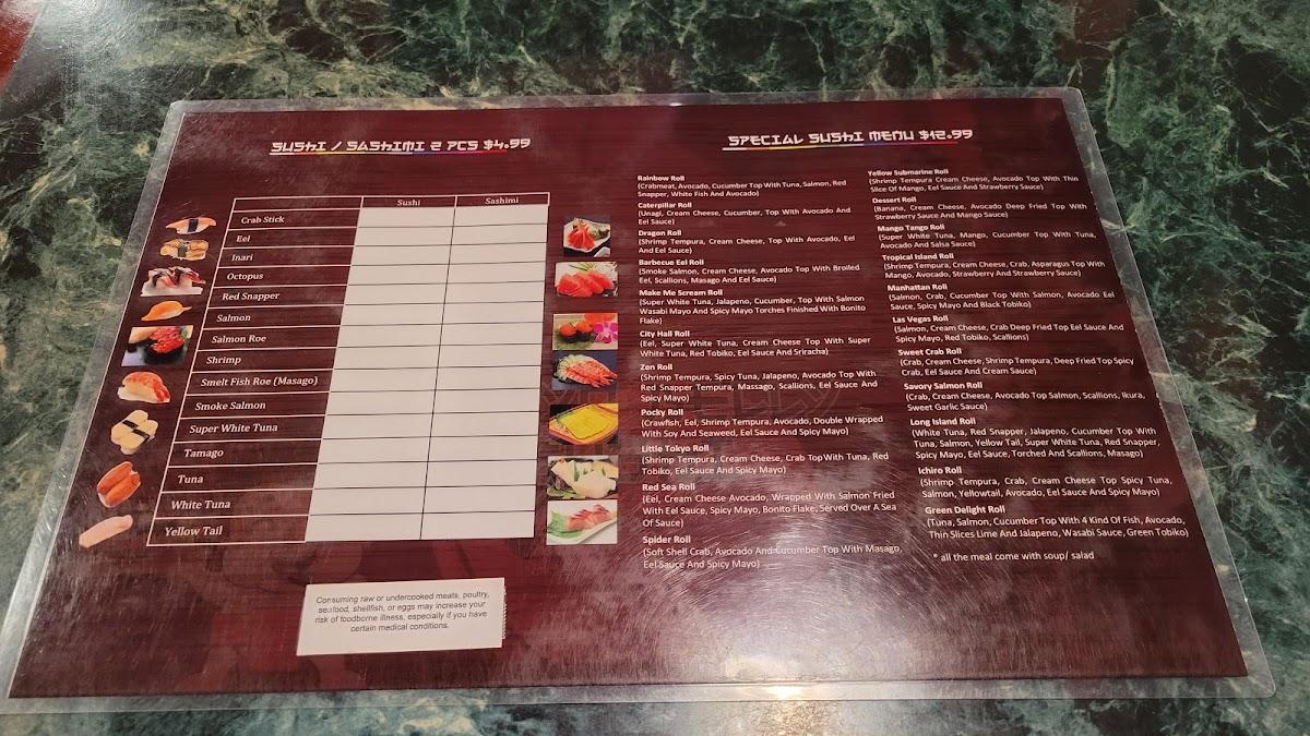 Menu at Tokyo Belly Sushi Pocatello restaurant, Pocatello
