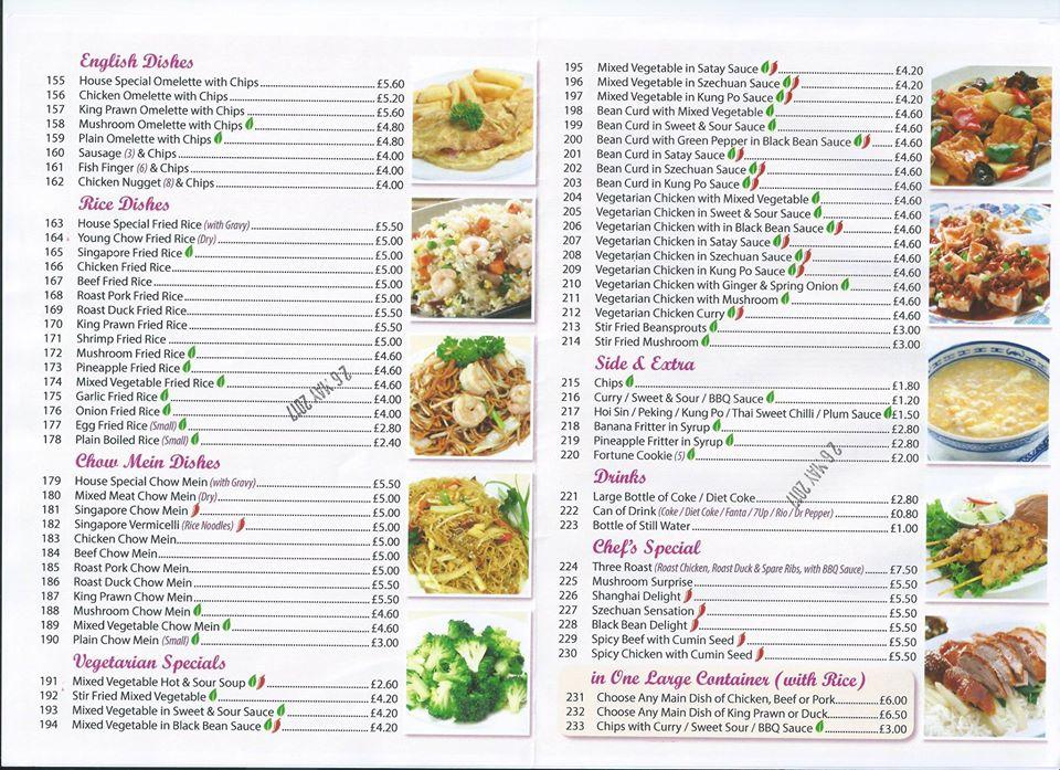 Menu at Wonderful Chinese Takeaway restaurant, Southampton