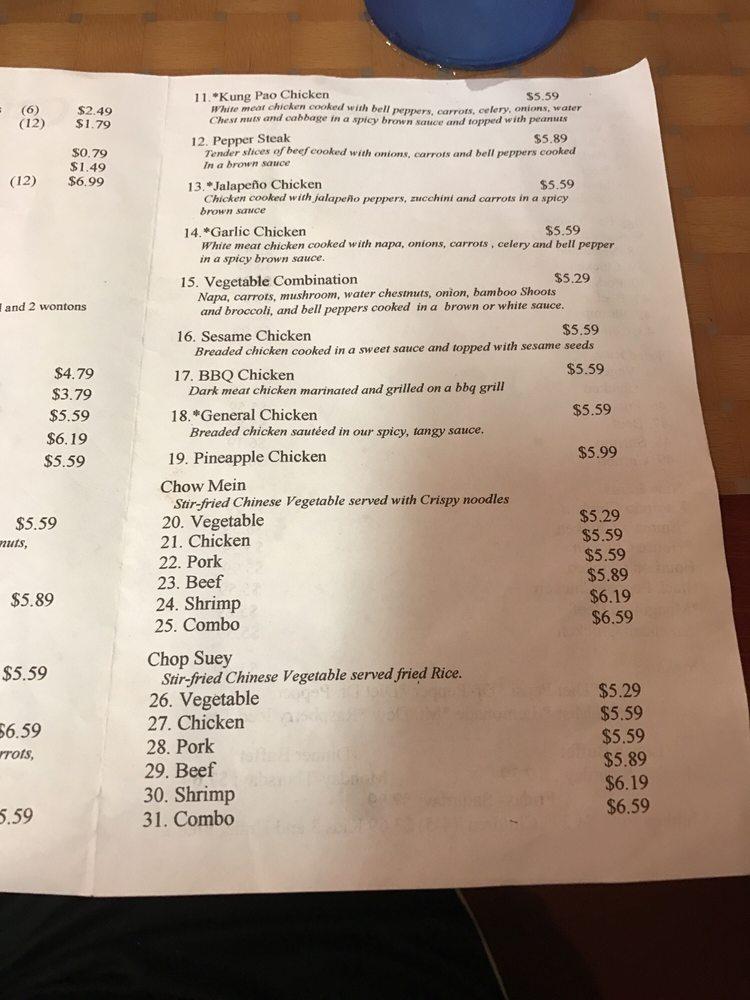 Menu at Canton Buffet restaurant, Nixa