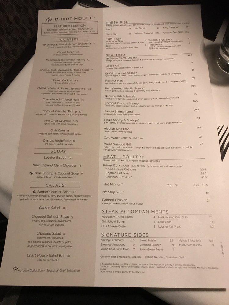 Menu at Chart House steakhouse, Stateline