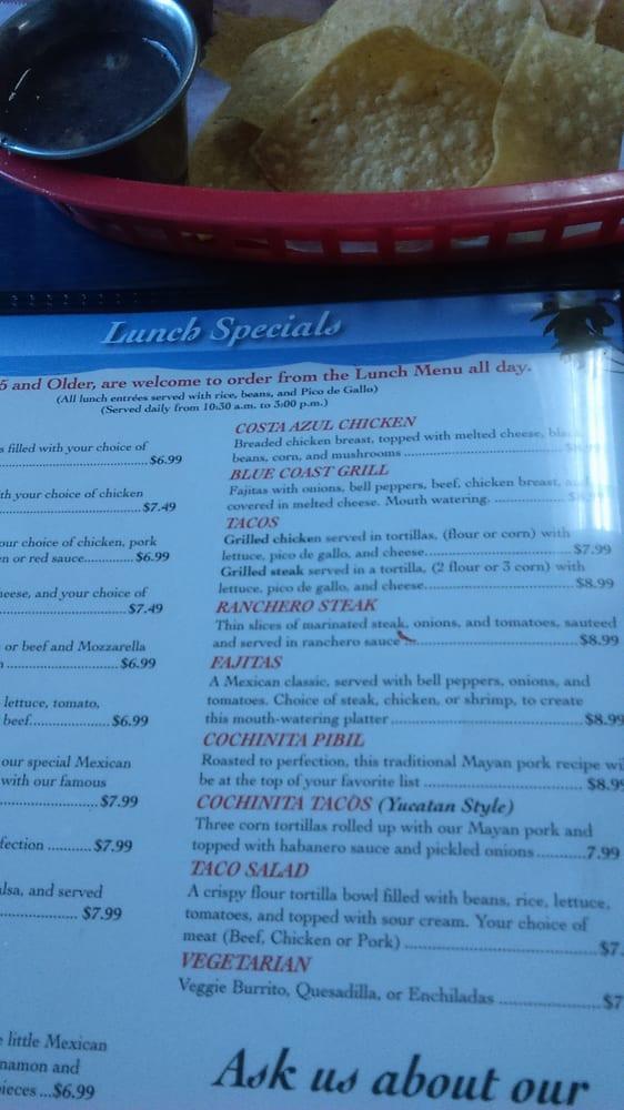 Menu at Costa Azul Mexican Restaurant, Fort Pierce, Okeechobee Rd