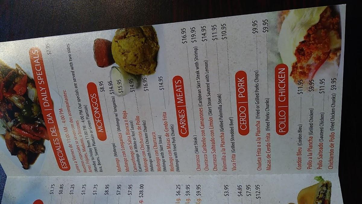 Menu at Delicias Caribeñas Restaurant, Hollywood