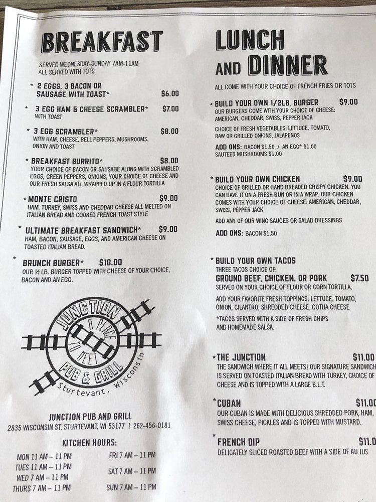 Carta de Junction Pub & Grill, Sturtevant
