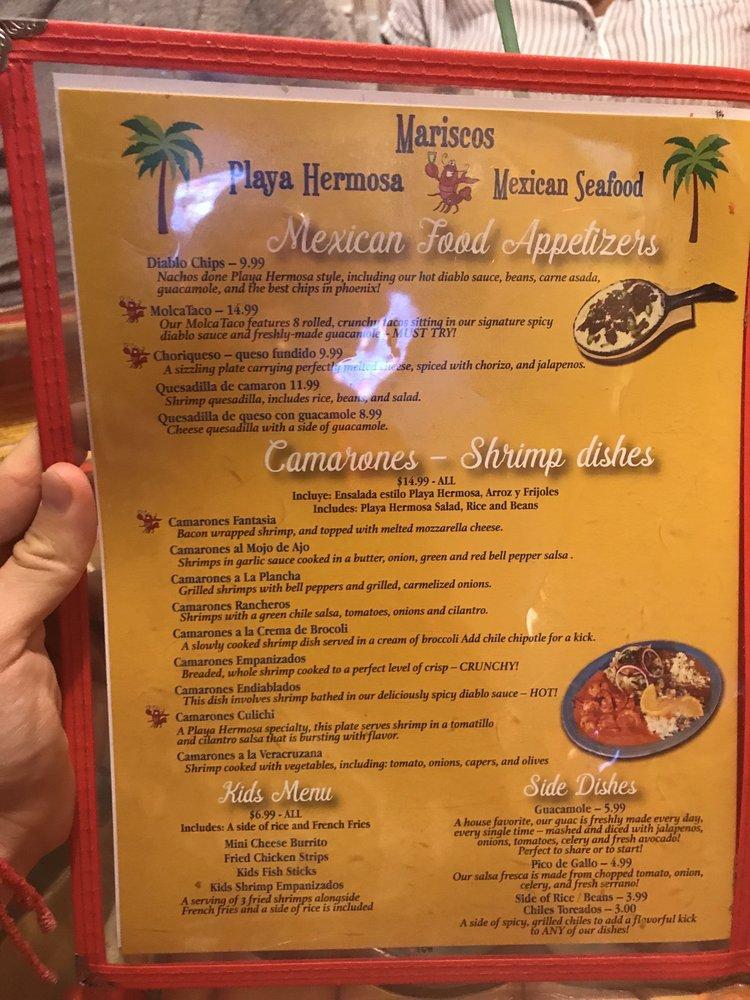 Menu at Mariscos Playa Hermosa pub & bar, Phoenix