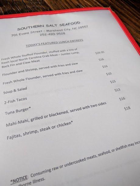 Menu at Southern Salt Seafood Company and Waterfront Restaurant ...