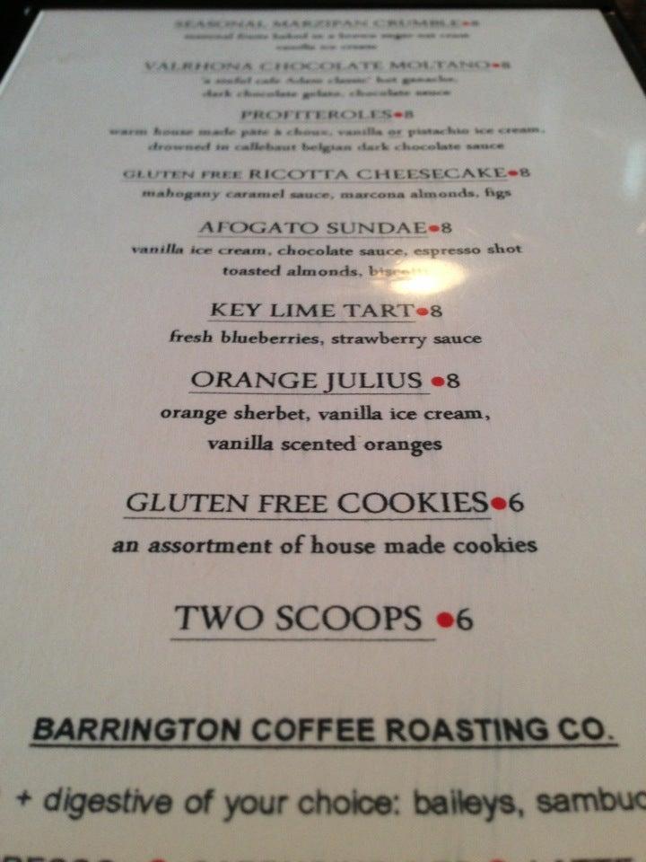 Menu at Cafe Adam, Bar and Restaurant, Great Barrington