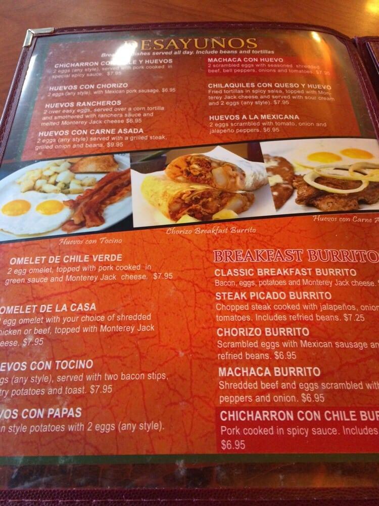 Menu at Casa de Lucy restaurant, Temecula, Jefferson Ave