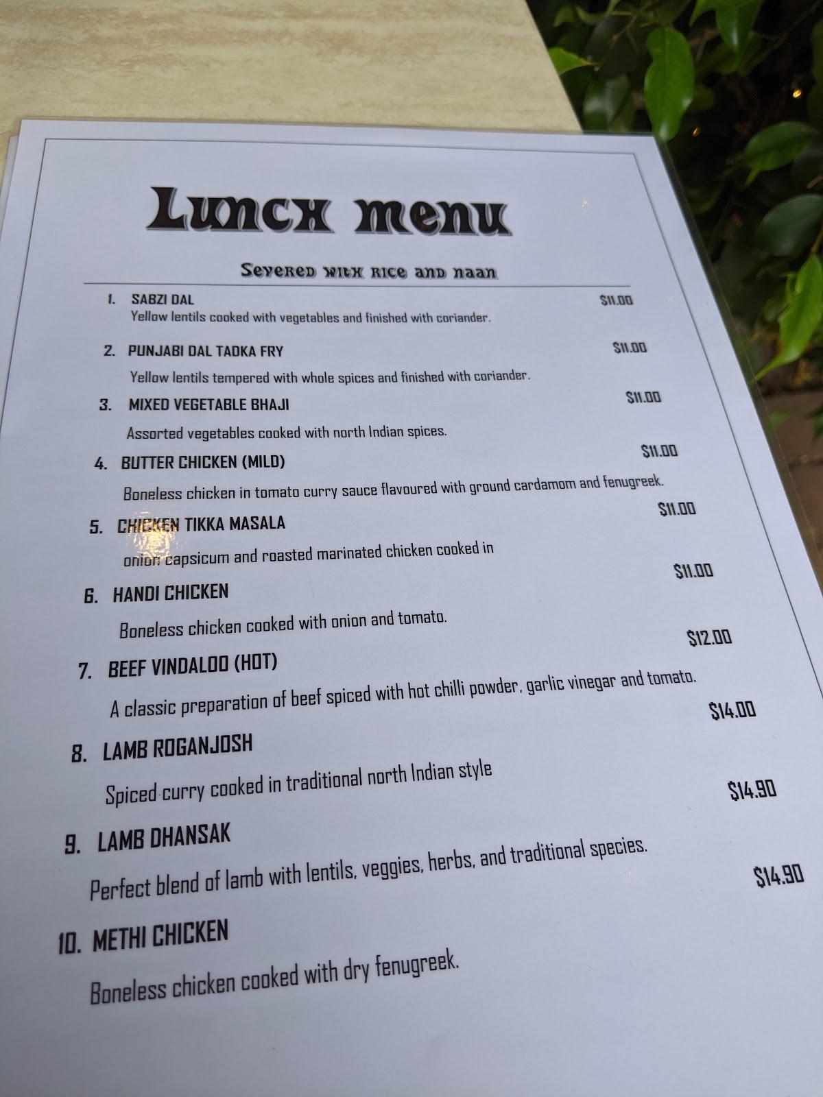 Menu at Copper kitchen restaurant, Noosa Heads