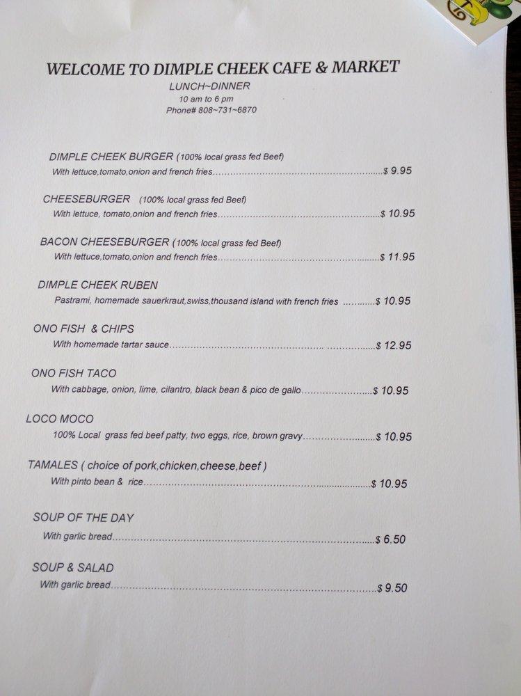 Carta de Dimple Cheek Cafe & Local Market, Mountain View