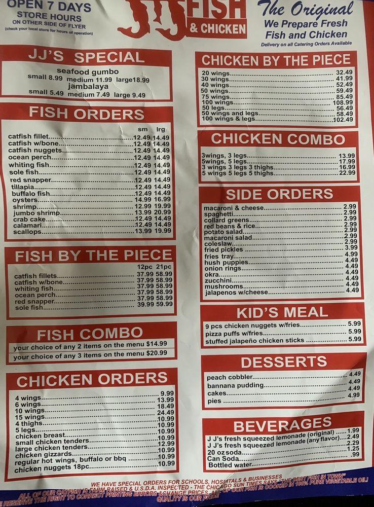 Menu at JJ Fish and Chicken restaurant, Stockton