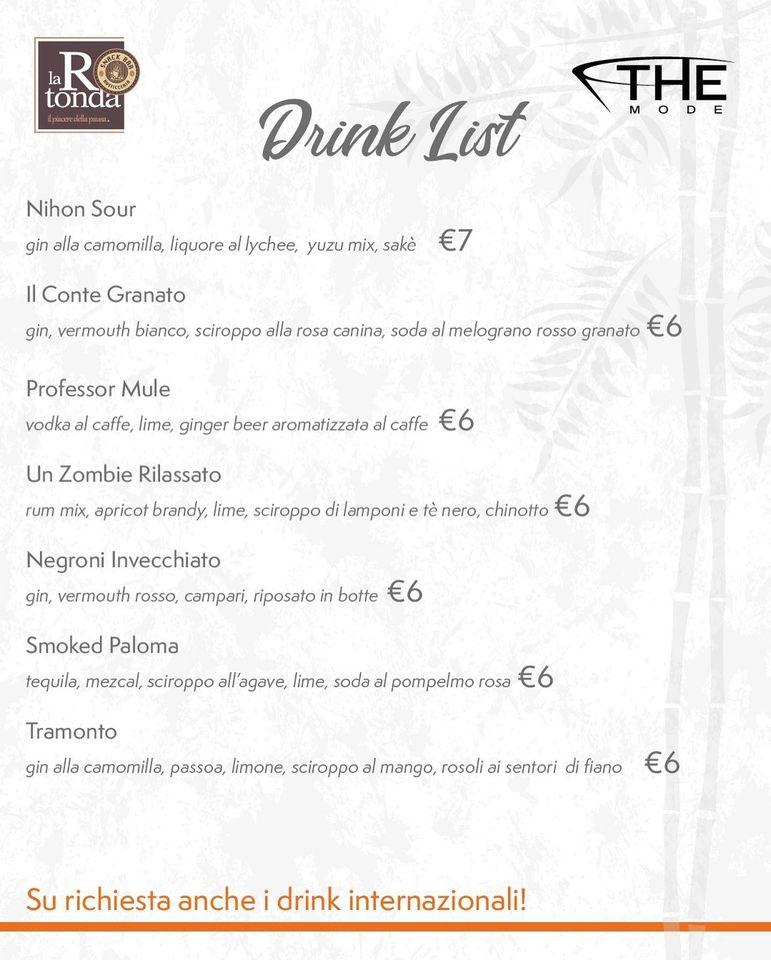 Carta del pub y bar La Rotonda, Italia, C.da San Licandro