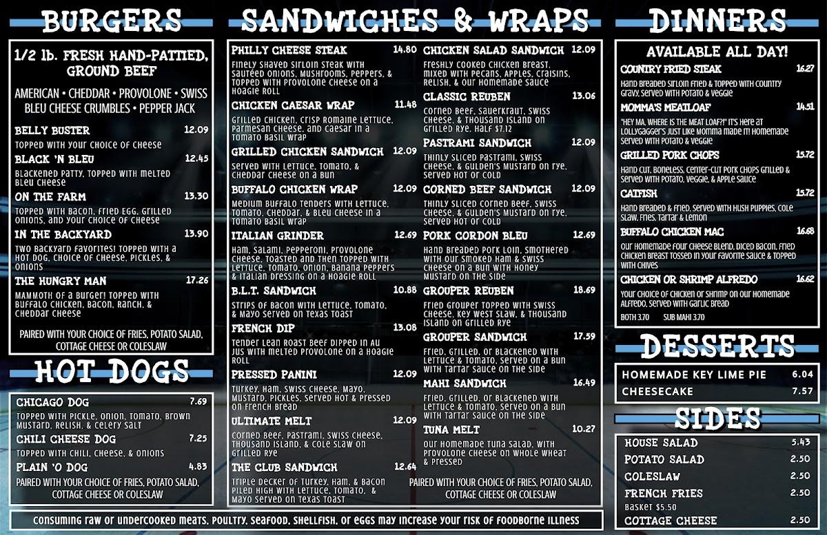 Lollygaggers Sports Pub And Grill - Wildwood Menu at Susan Villanueva blog