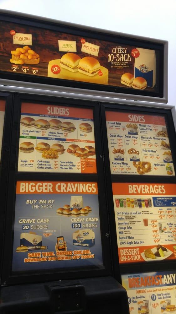 Menu at White Castle fast food, Chicago, S Michigan Ave