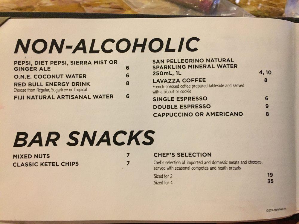 Menu at Alto Bar at Caesars Palace, Las Vegas