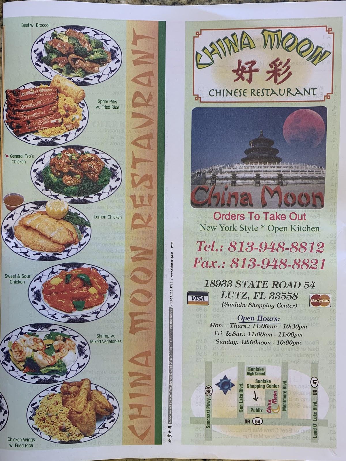 Menu at China Moon restaurant, Lutz, FL-54