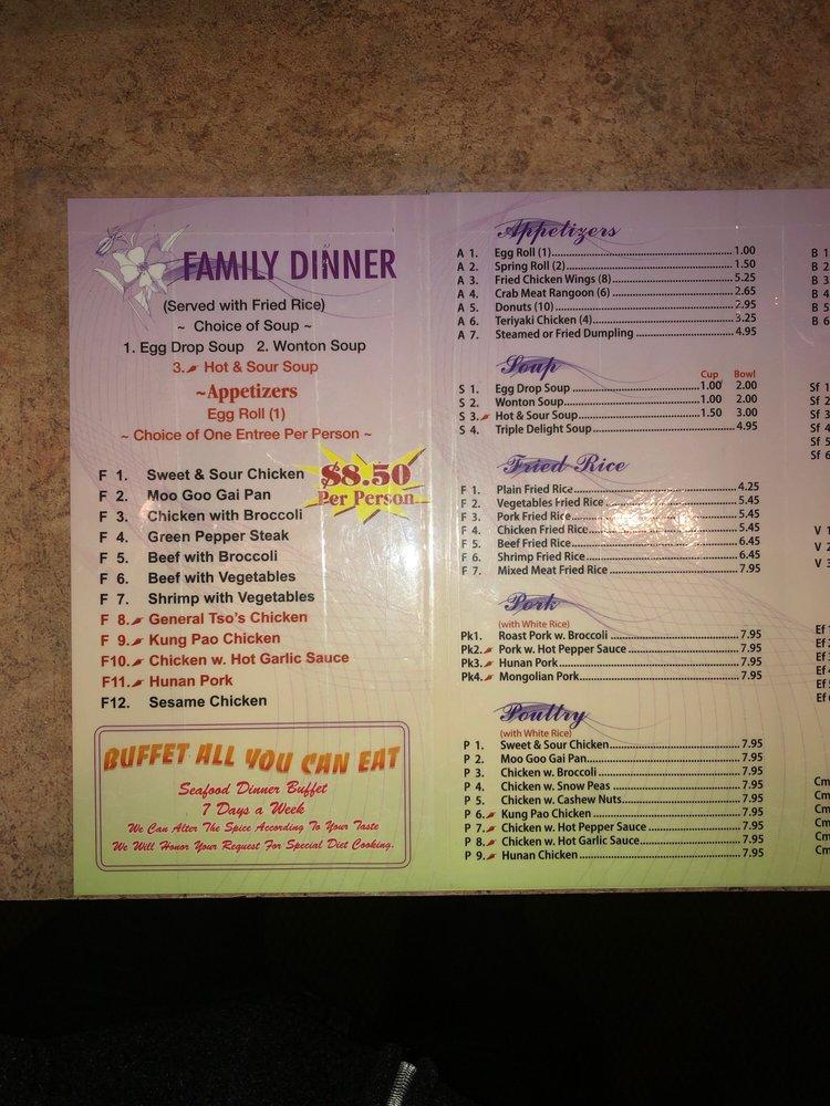 Menu at China chef restaurant, Teays Valley