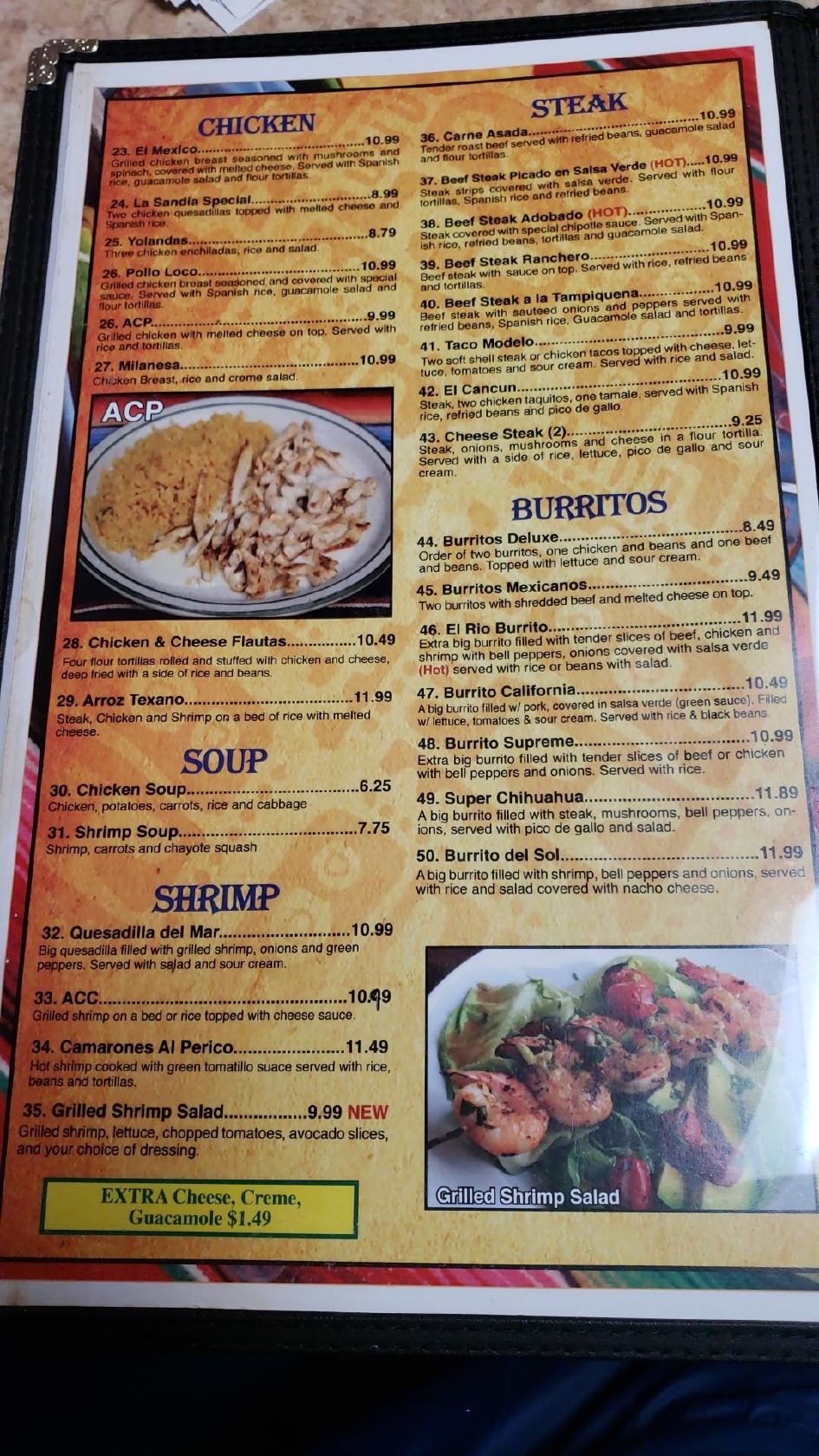 Menu at El Rio Mexican Restaurant, Butner, 316 Central Ave