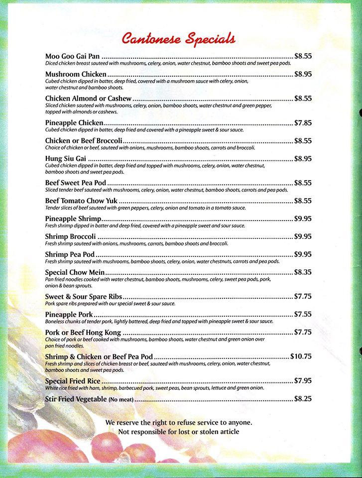 Menu at Golden Palace Restaurant, Caldwell