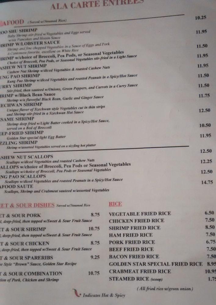 Menu at Golden Star Chinese & American Restaurant, Bremerton