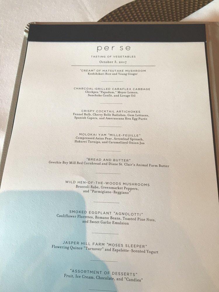 Menu at Per Se restaurant, West New York