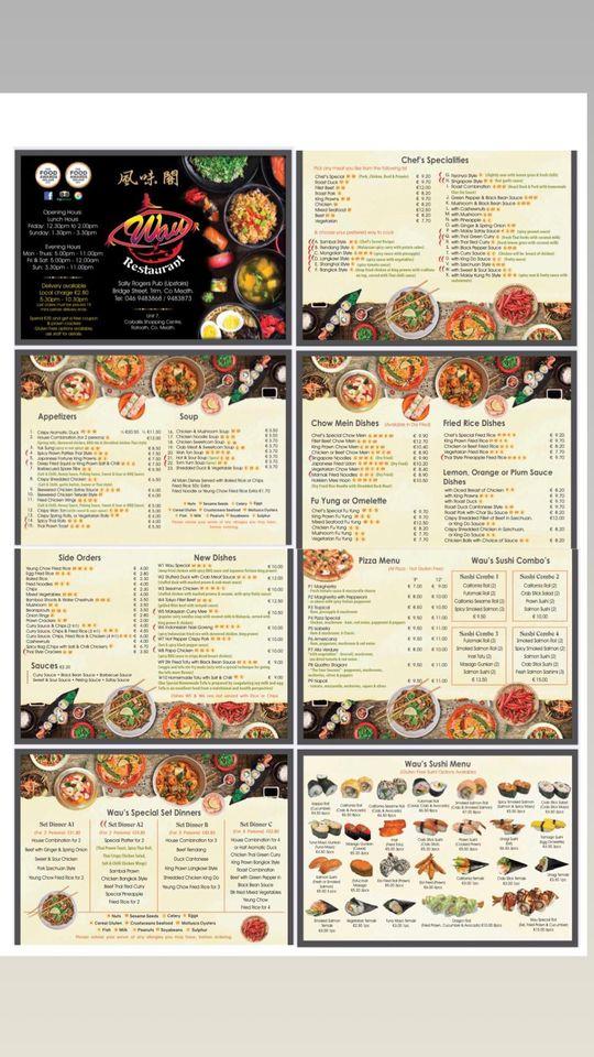 Menu at Wau Asian Cuisine restaurant, Trim, Bridge St