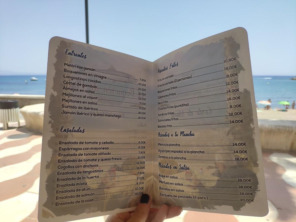 Carta del restaurante El Boquerón del Plata, Roquetas del Mar