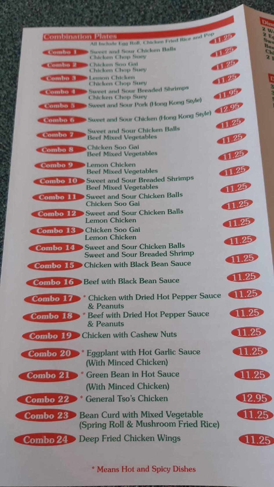 Menu at Li's Restaurant, Windsor