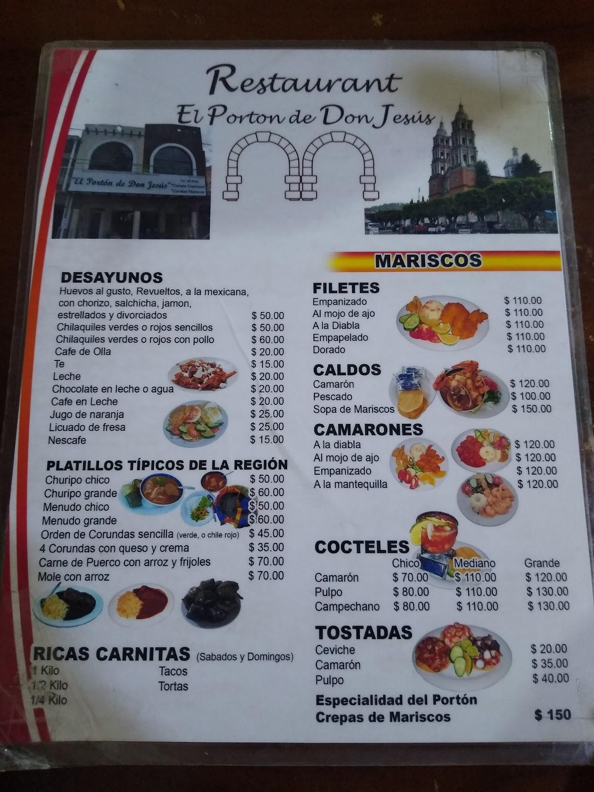 Menu at Restaurante "El porton de don Jesus", Nuevo San Juan ...