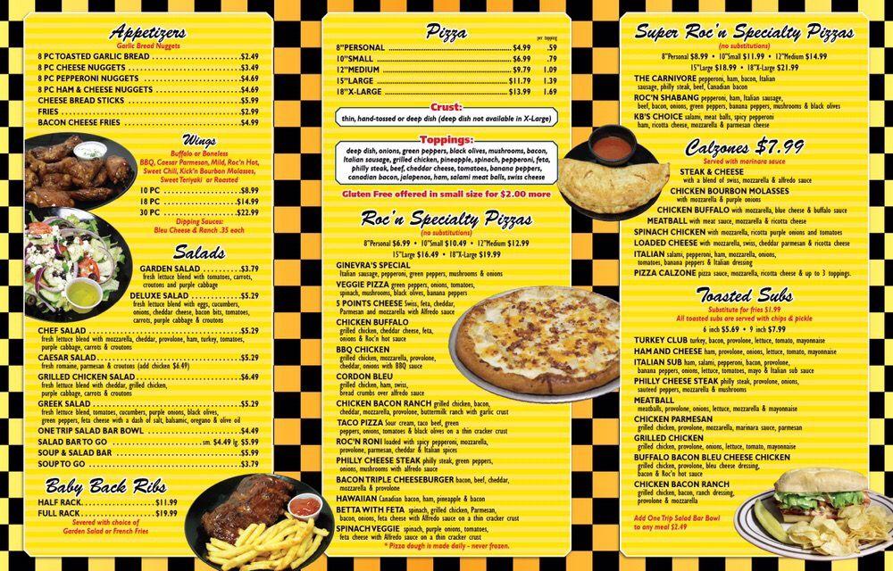 Menu at Roc’n Oven Pizzeria, Conover, 902 Conover Blvd E Suite D
