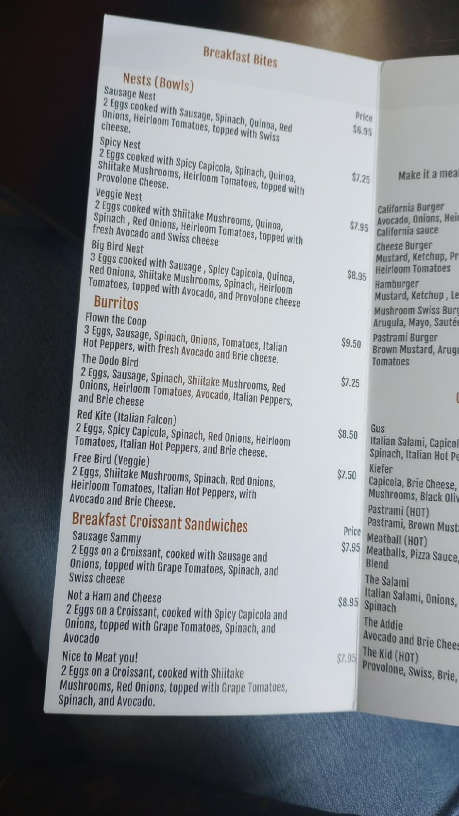 Menu at Sanctuary Cafe, Peoria