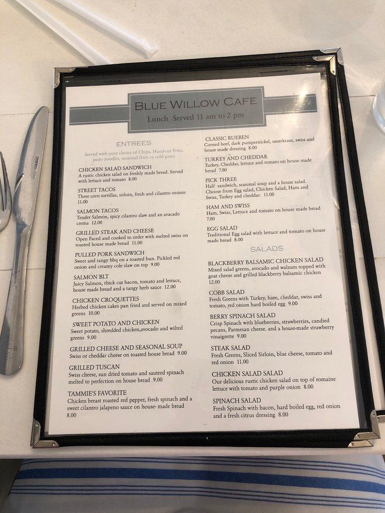 Menu at Blue Willow Cafe, Burton