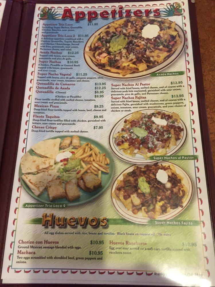 Menu at El Trio Loco restaurant, Gearhart