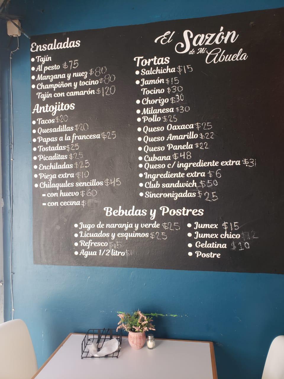 Menu at El sazón de mi abuela restaurant, Chilpancingo