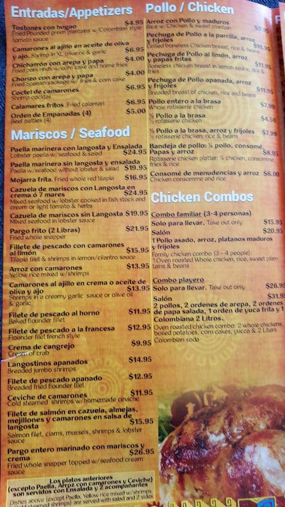 Menu at LA POLLERA COLORADA CLEARWATER restaurant, Clearwater