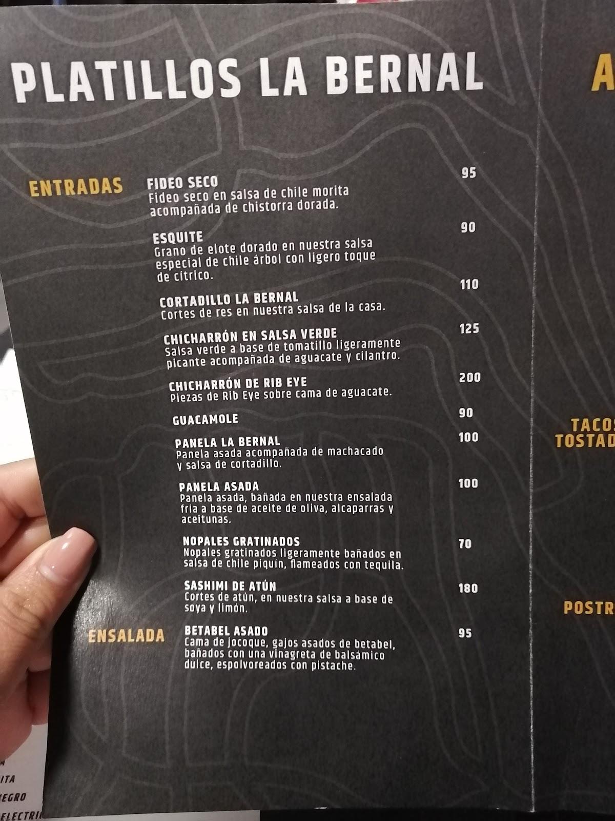 Menu at RESTAURANTE LA BERNAL, Matamoros, C. Sexta 1512