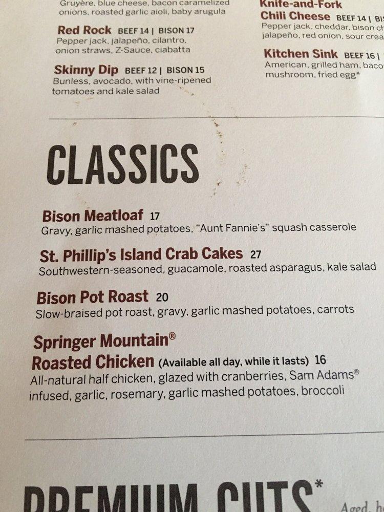 Menu at Ted's Montana Grill steakhouse, Columbus, Easton Gateway 4169