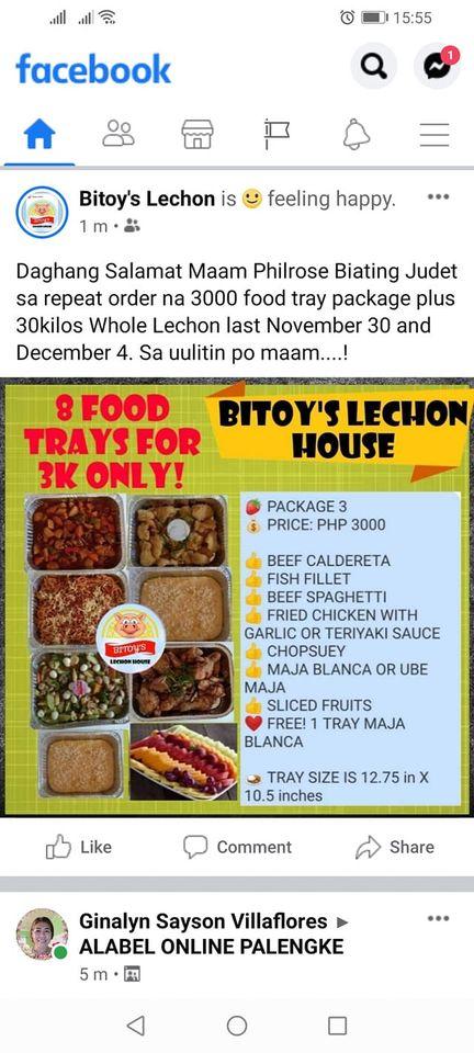 Menu at Bitoy's Lechon, General Santos City