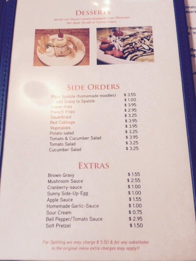 Menu at Cafe Old Vienna, Myrtle Beach, N Kings Hwy