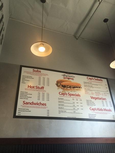Menu at Capriotti's Sandwich Shop restaurant, Whittier