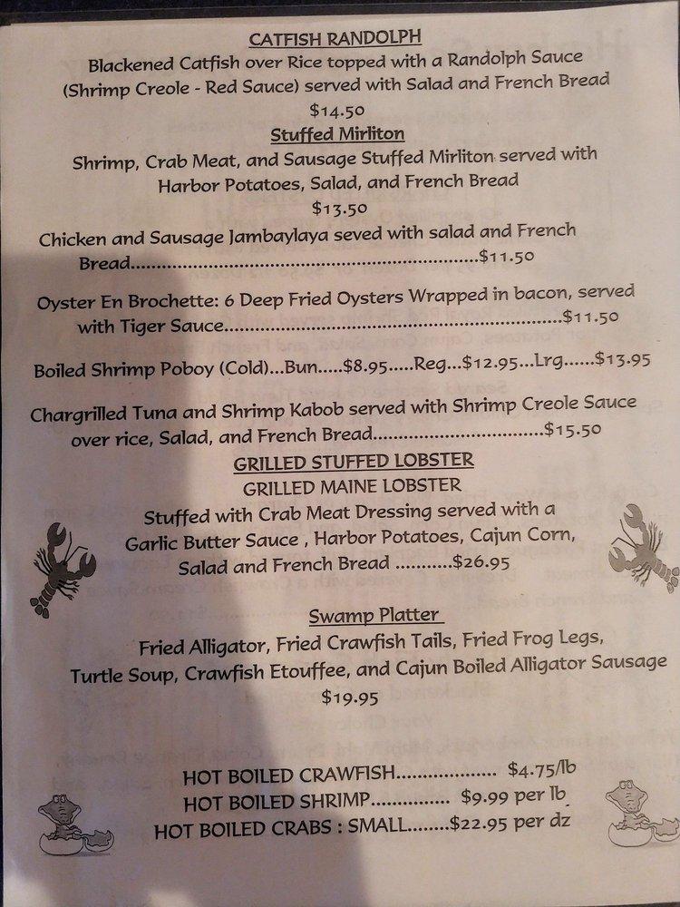 Menu at Fisherman's Cove Seafood restaurant, Kenner