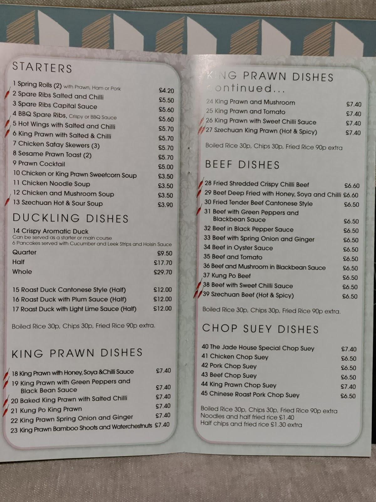 Menu at Jade House fast food, Glengormley, 36 Mallusk Rd