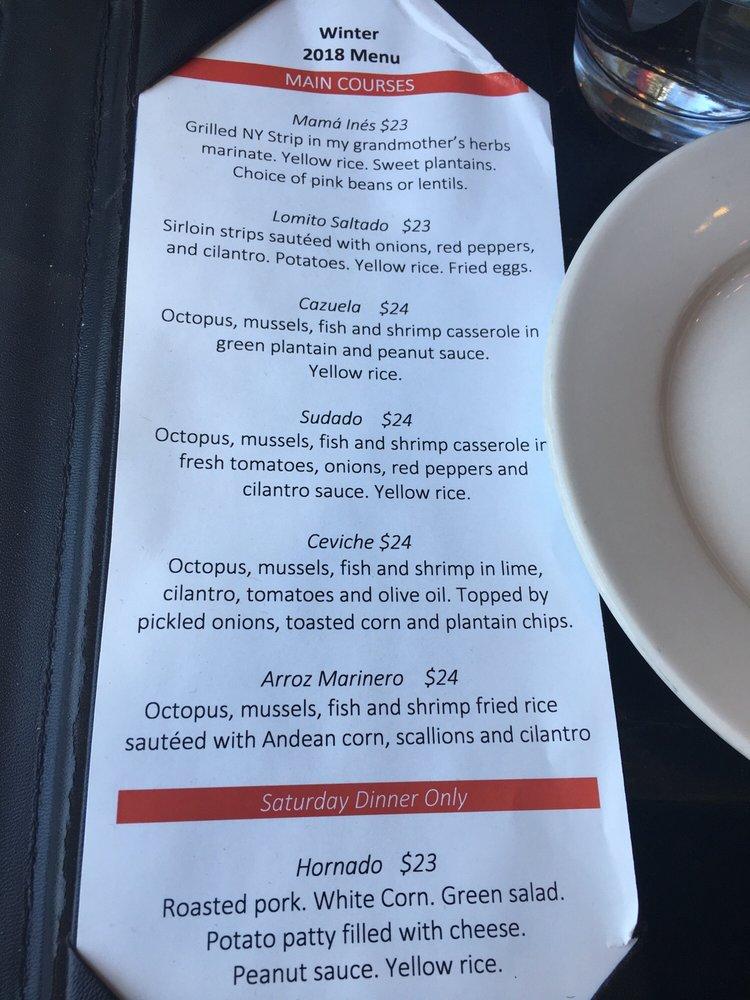 Menu at Ñaño Ecuadorian Kitchen pub & bar, West New York