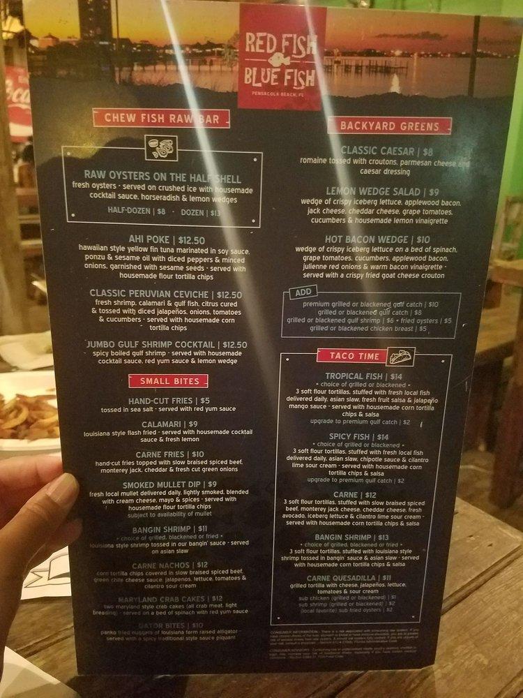 Menu at Red Fish Blue Fish Pensacola Beach restaurant, Pensacola Beach ...