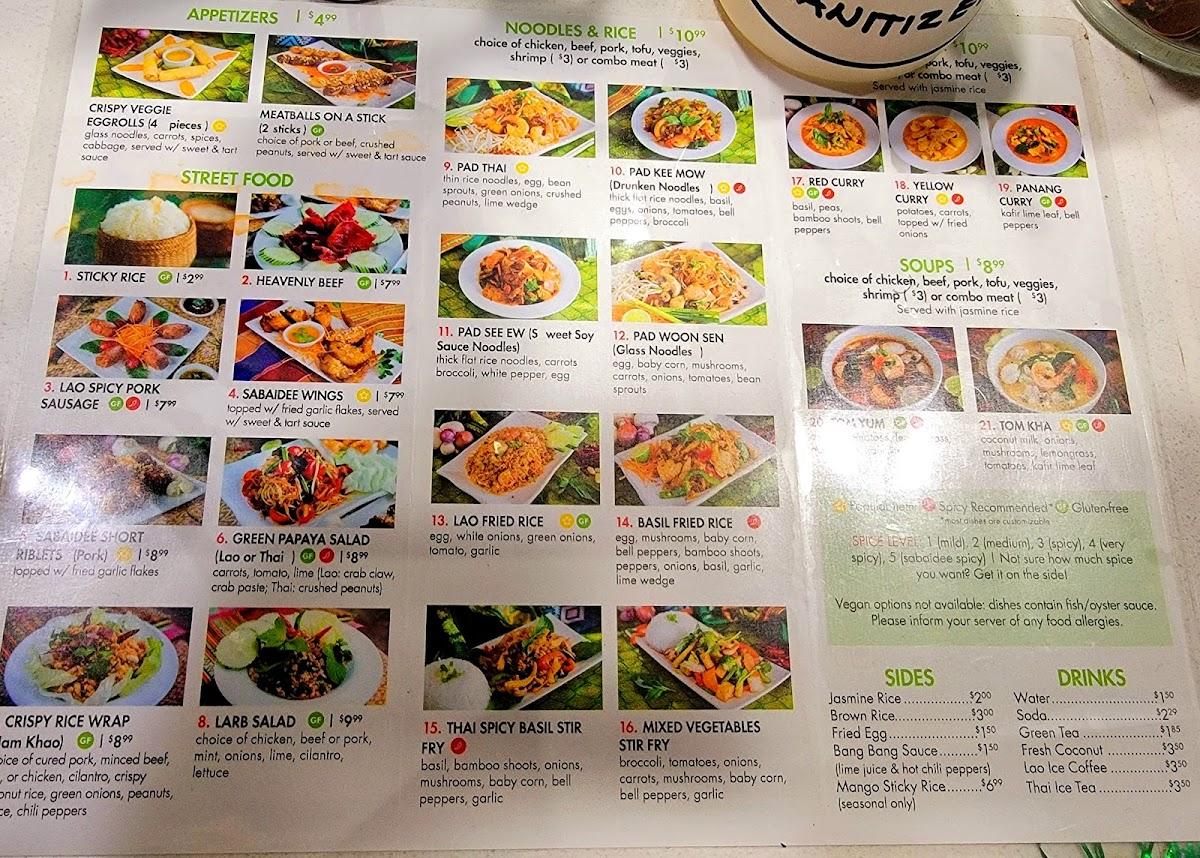 Menu at Sabaidee Lao and Thai Street Food - Rowlett restaurant, Rowlett